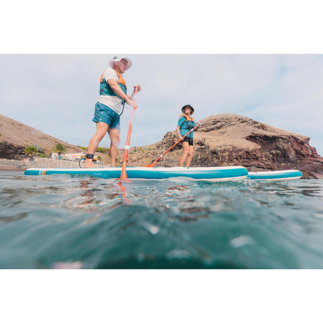 Ultra-compact and stable 10-foot (max. 130 kg) SUP white and blue ...